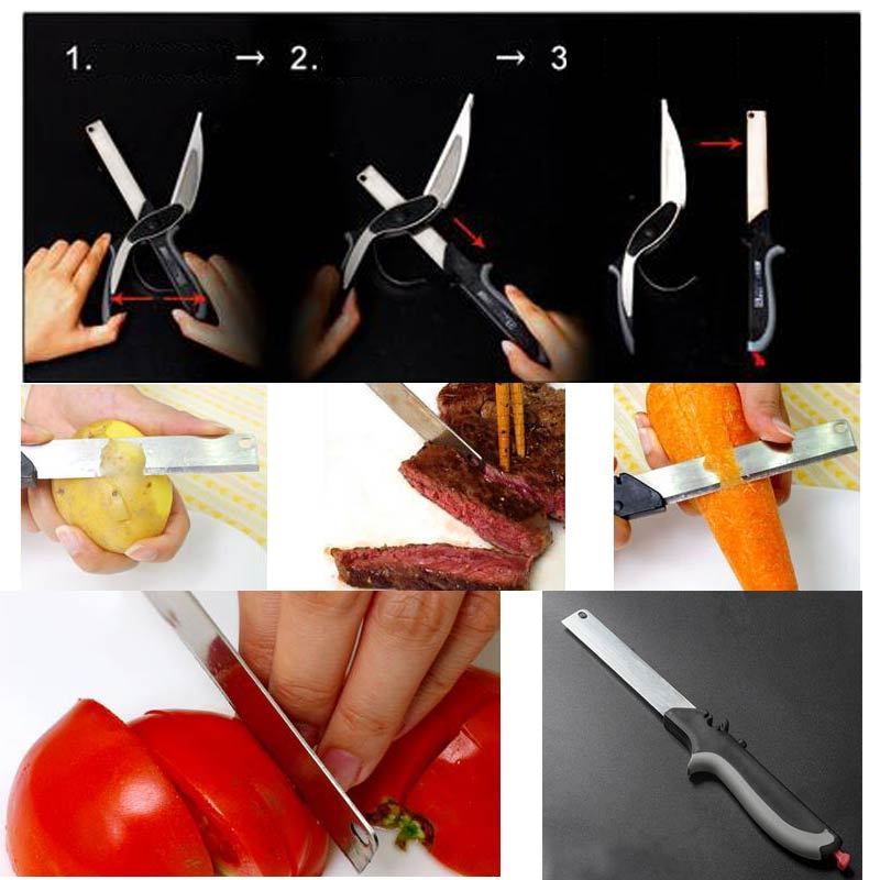 Clever Food Cutter Scissors 2 in 1 Knife & Cutting Board - Legit Gifts