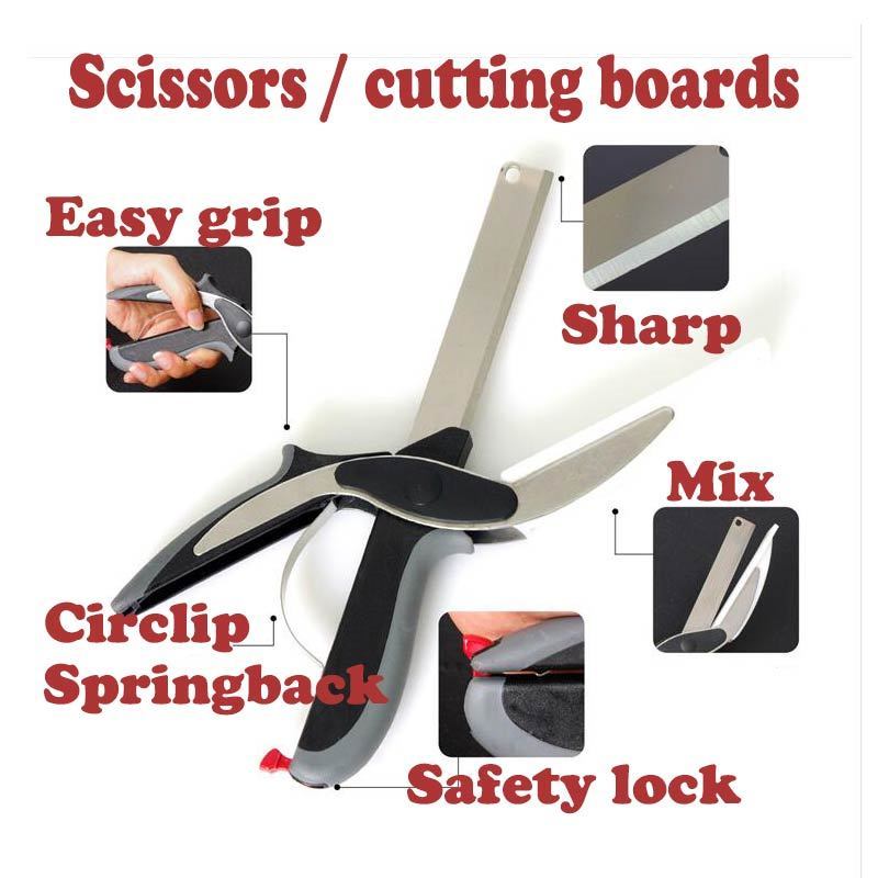 Clever Food Cutter Scissors 2 in 1 Knife & Cutting Board - Legit Gifts